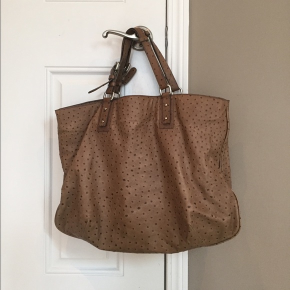 Club Monaco | Bags | Club Monaco Tan Ostrich Leather Large Tote Bag ...